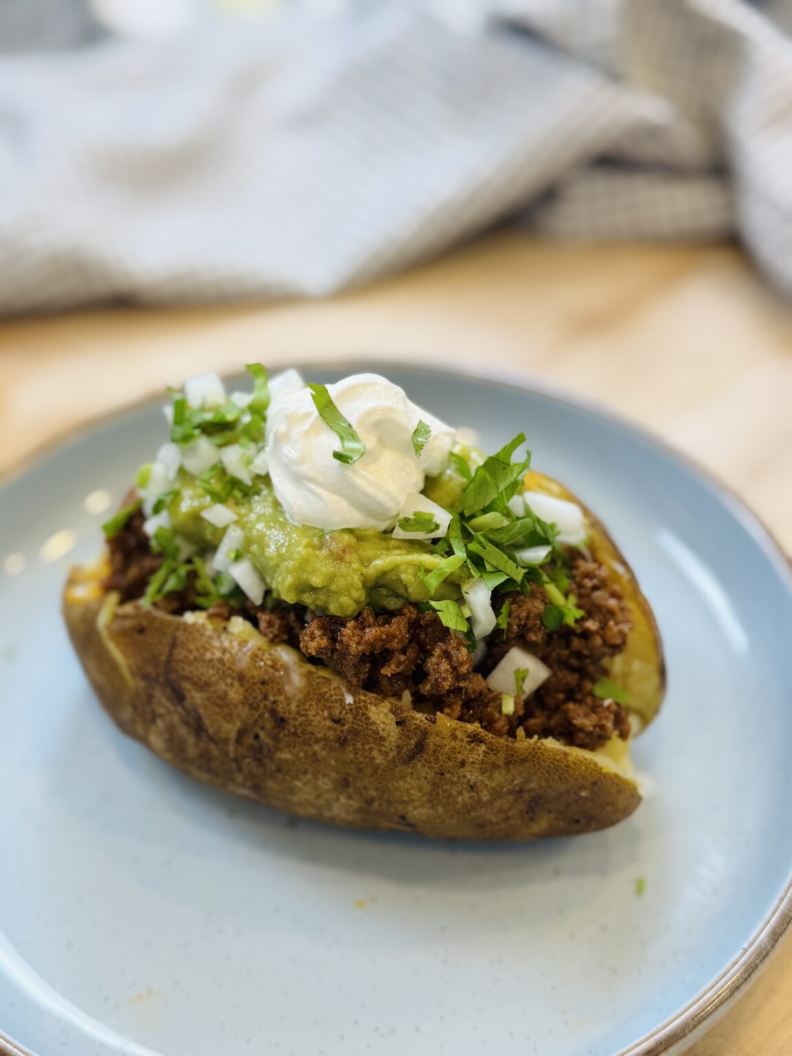 Mexican Loaded Baked Potatoes with Seasoned Ground Beef and Cheese ...